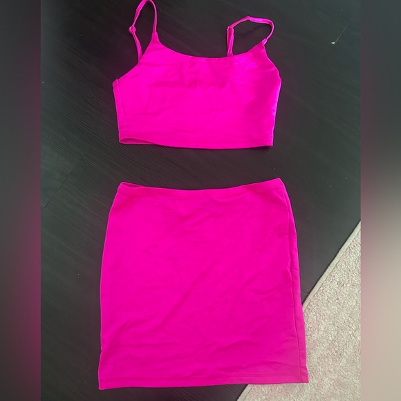 SHEIN | Skirts | Womens 2 Piece Tank Top And Skirt Hot Pink Neon Pink ...